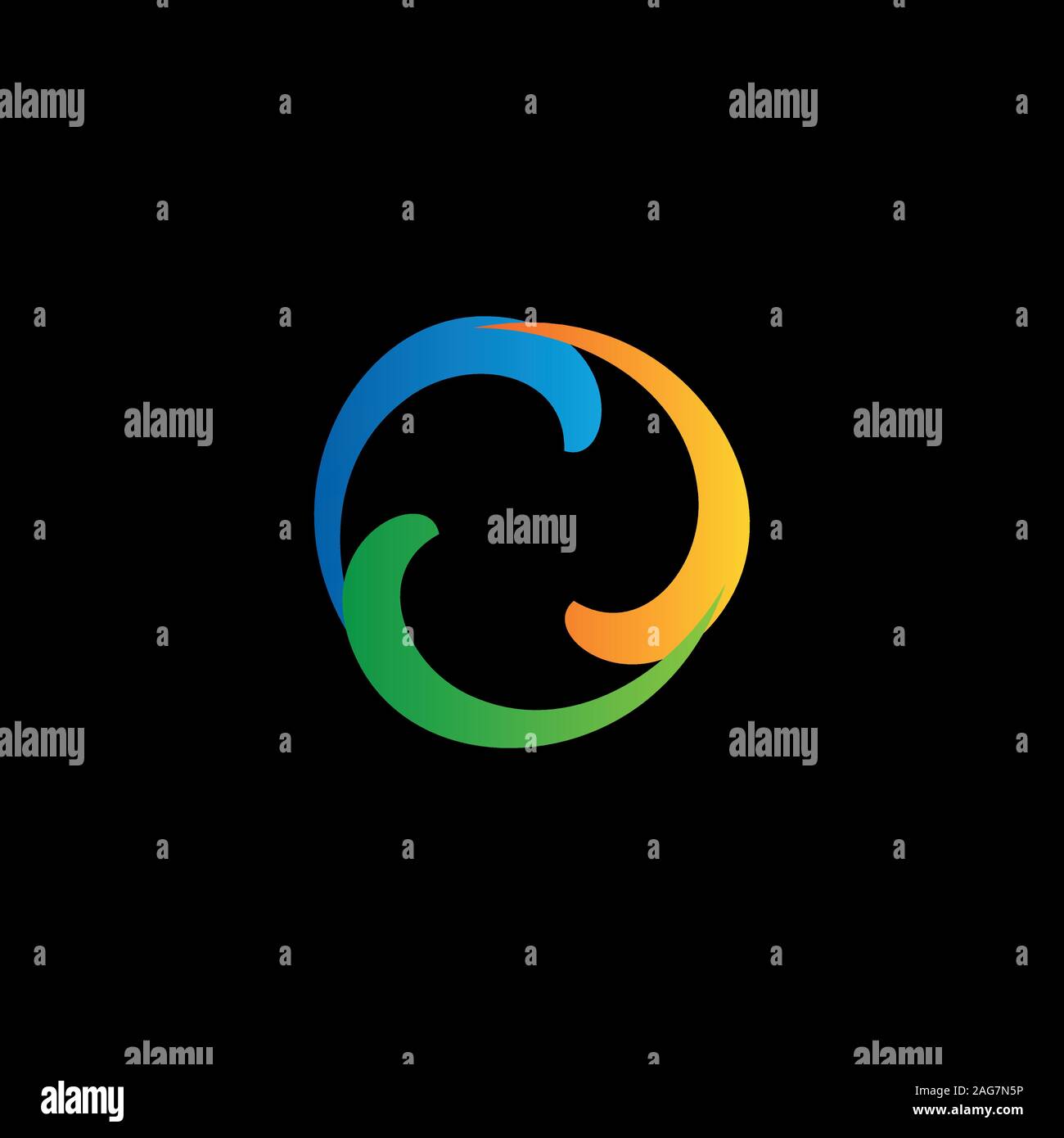 Twist logo on black background. Colorful boomerang icon. Isolated ...