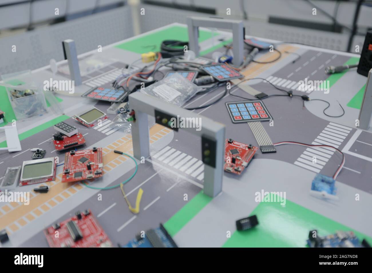 Electrical engineering classroom, measuring devices in the laboratory ...