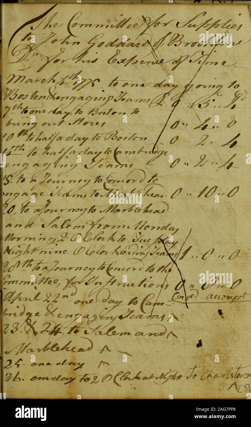 . Account book of John Goddard Stock Photo - Alamy