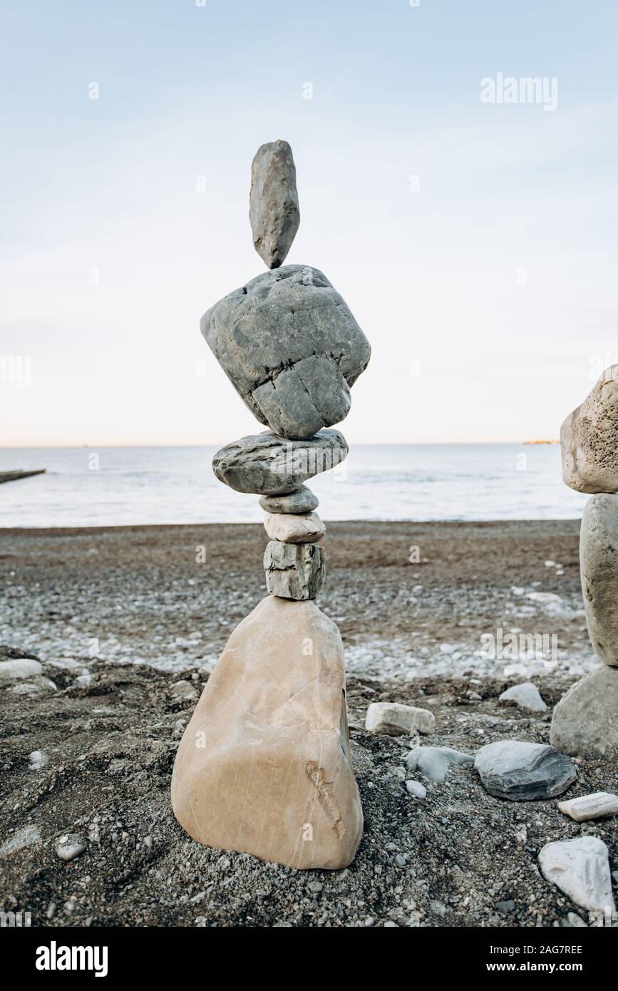 Figures of stones on the beach. Beautiful figures of stones on the ...