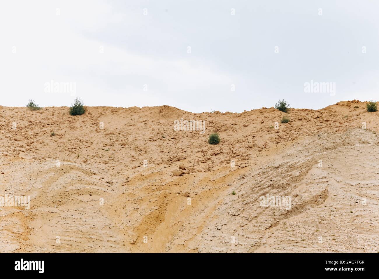 Construction sand mound quarry. A large sand mound in the mines Stock ...
