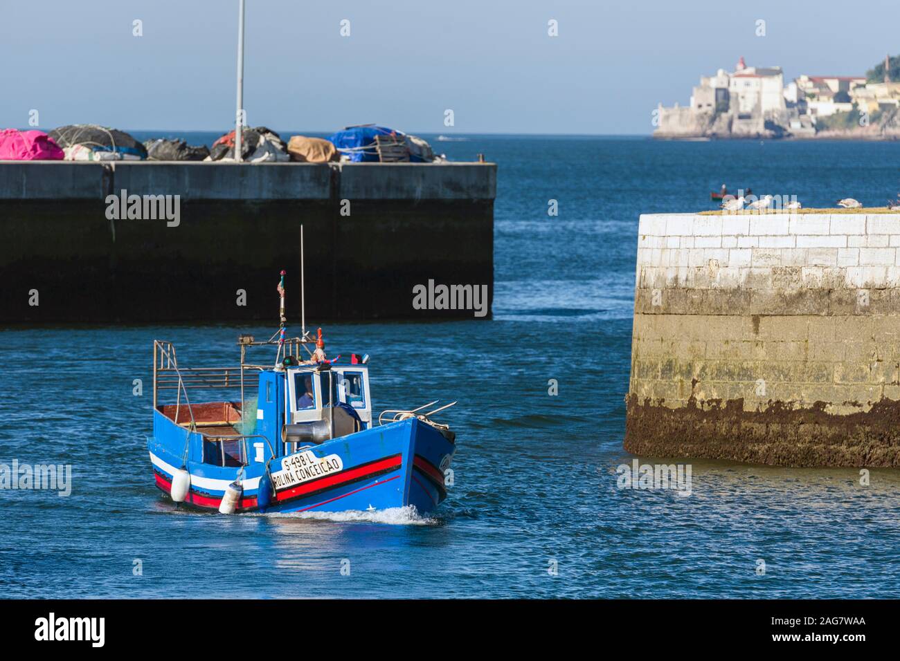 return of fishing boats to the fish market in the port of Setubal ...