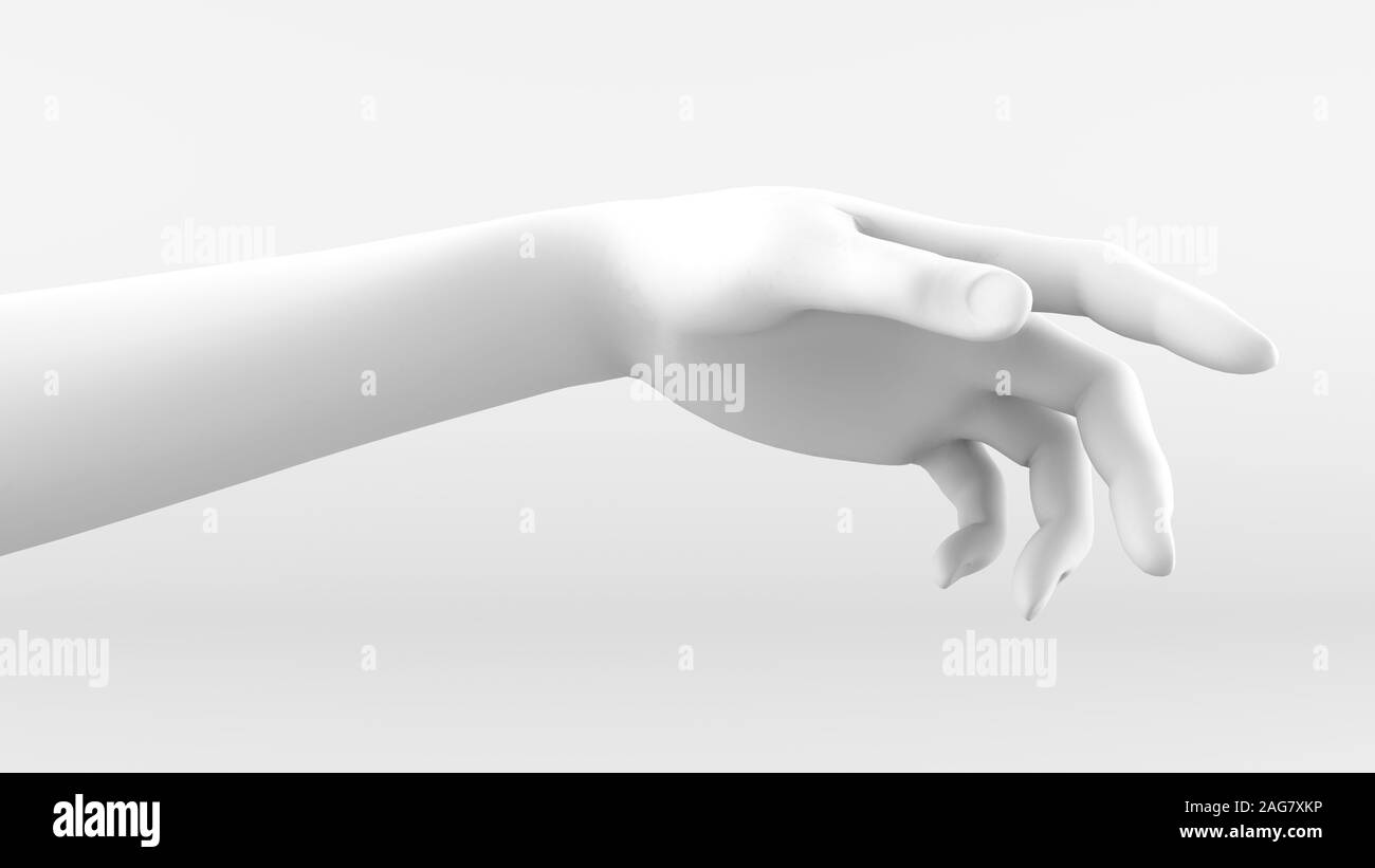 White hand on a white background. 3d rendering, 3d illustration Stock ...