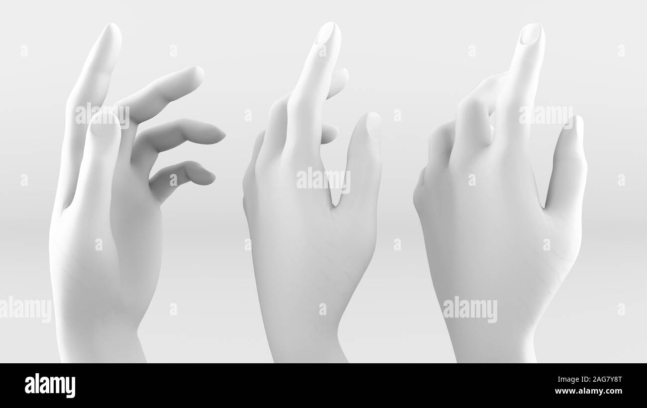White hand on a white background. 3d rendering, 3d illustration Stock ...