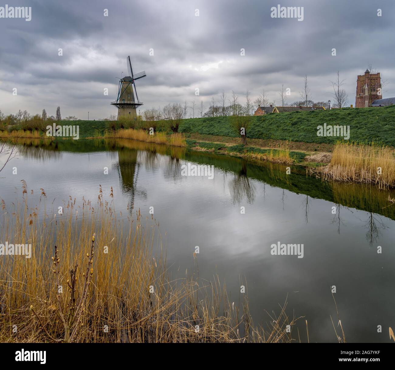 Windmill village near lake hi-res stock photography and images - Alamy