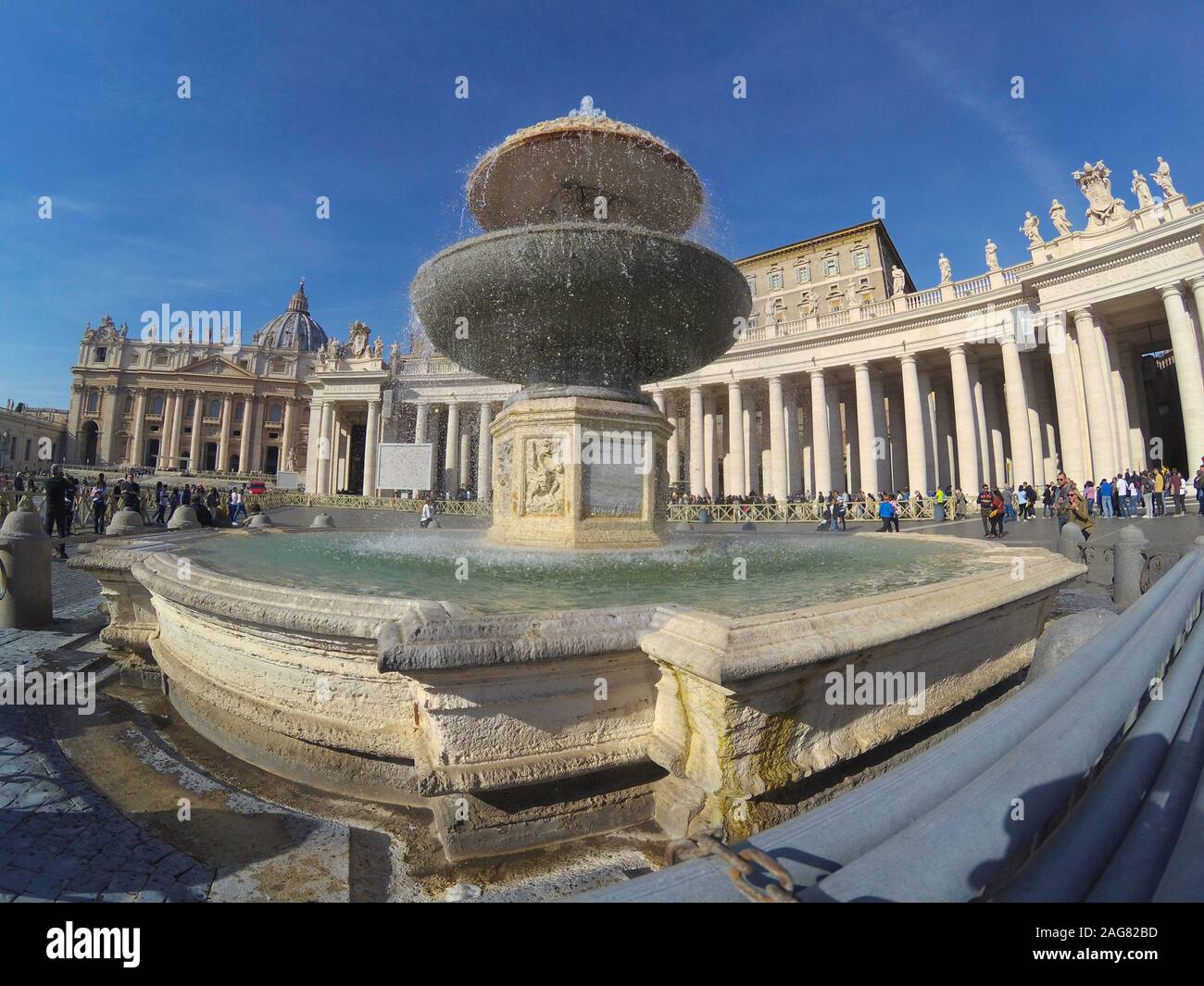 Saint Peter's Square Bernini Fountain Tourists Vatican Rome Italy. St ...