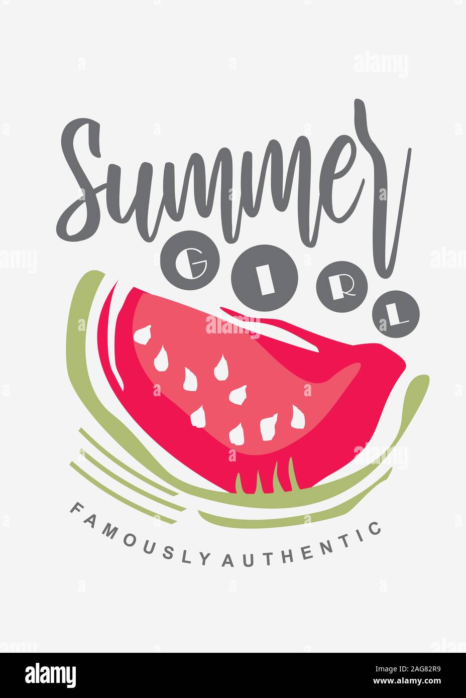 Tee shirt print template with watermelon graphic. Girls dress ...