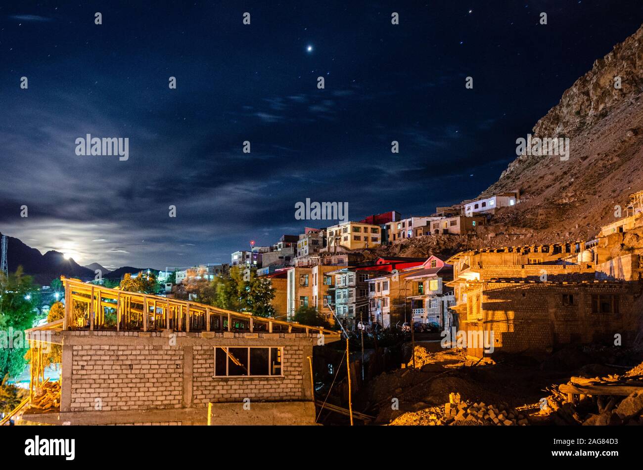 Nocturnal view of Kargil town, Ladakh, India Stock Photo - Alamy