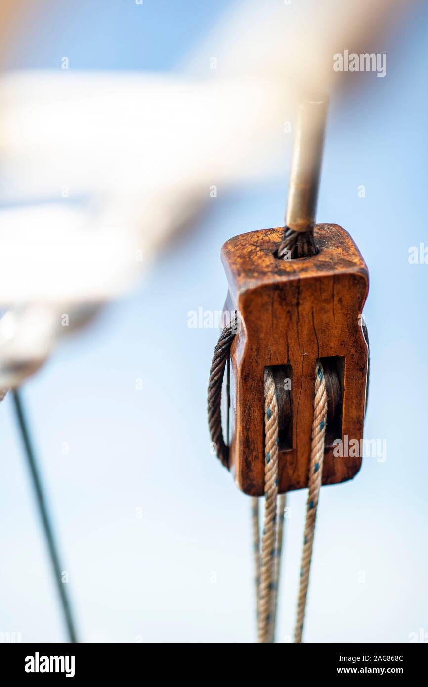 Sailing boat rigging Stock Photo - Alamy