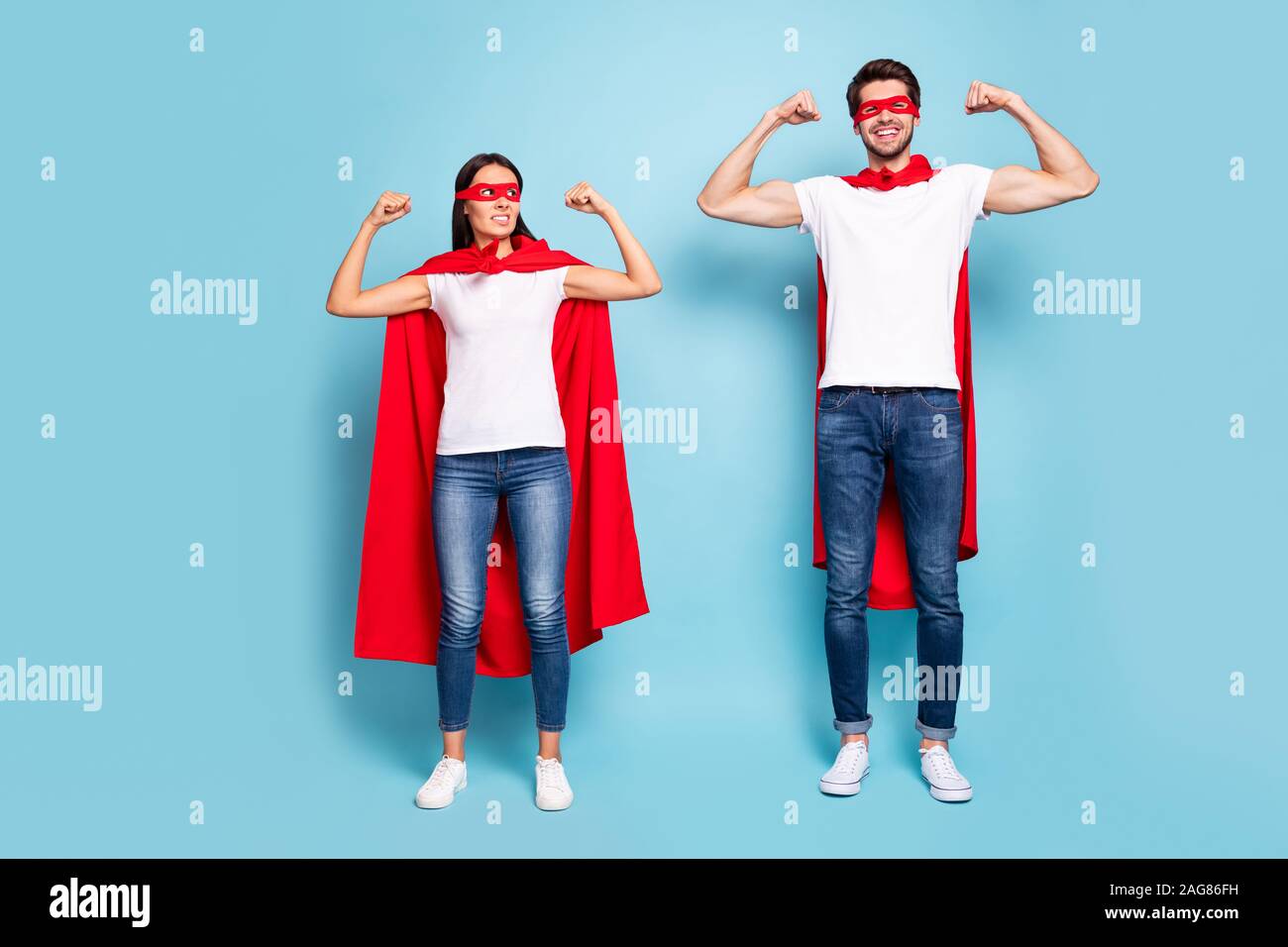 Full length body size view of nice attractive competitive cheerful ...