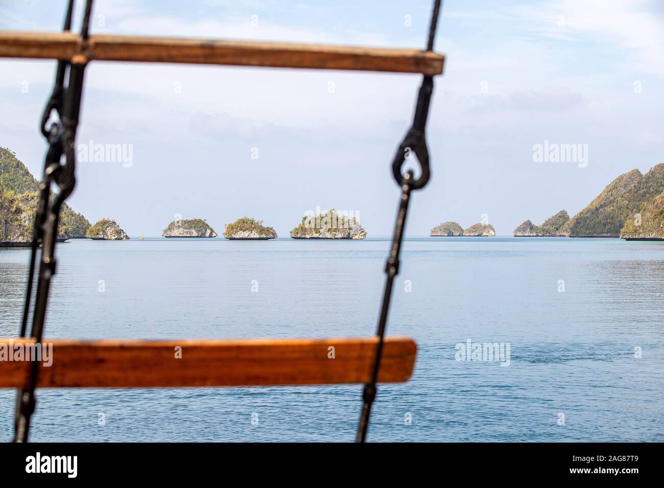 Raja Ampat Indonesia islands through boat frame Stock Photo - Alamy