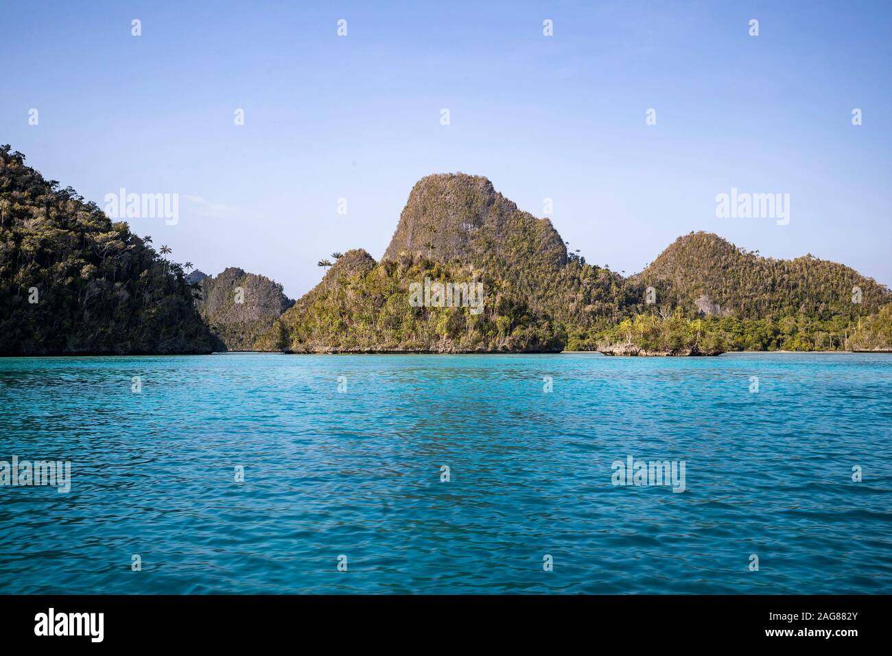 Tropical islands with ocean foreground Raja Ampat, Indonesia Stock ...
