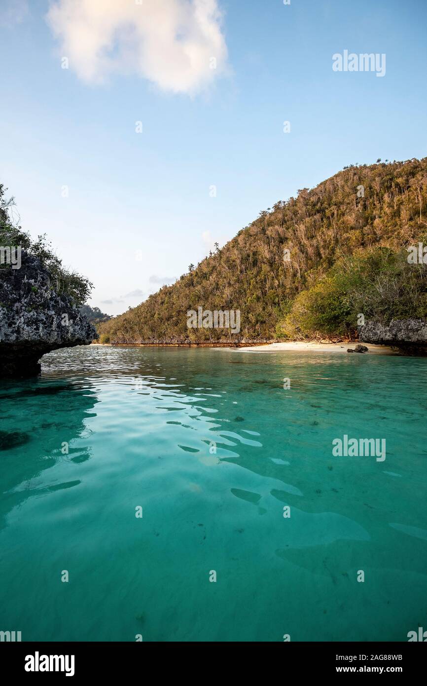 Tropical islands with ocean foreground Raja Ampat, Indonesia Stock ...
