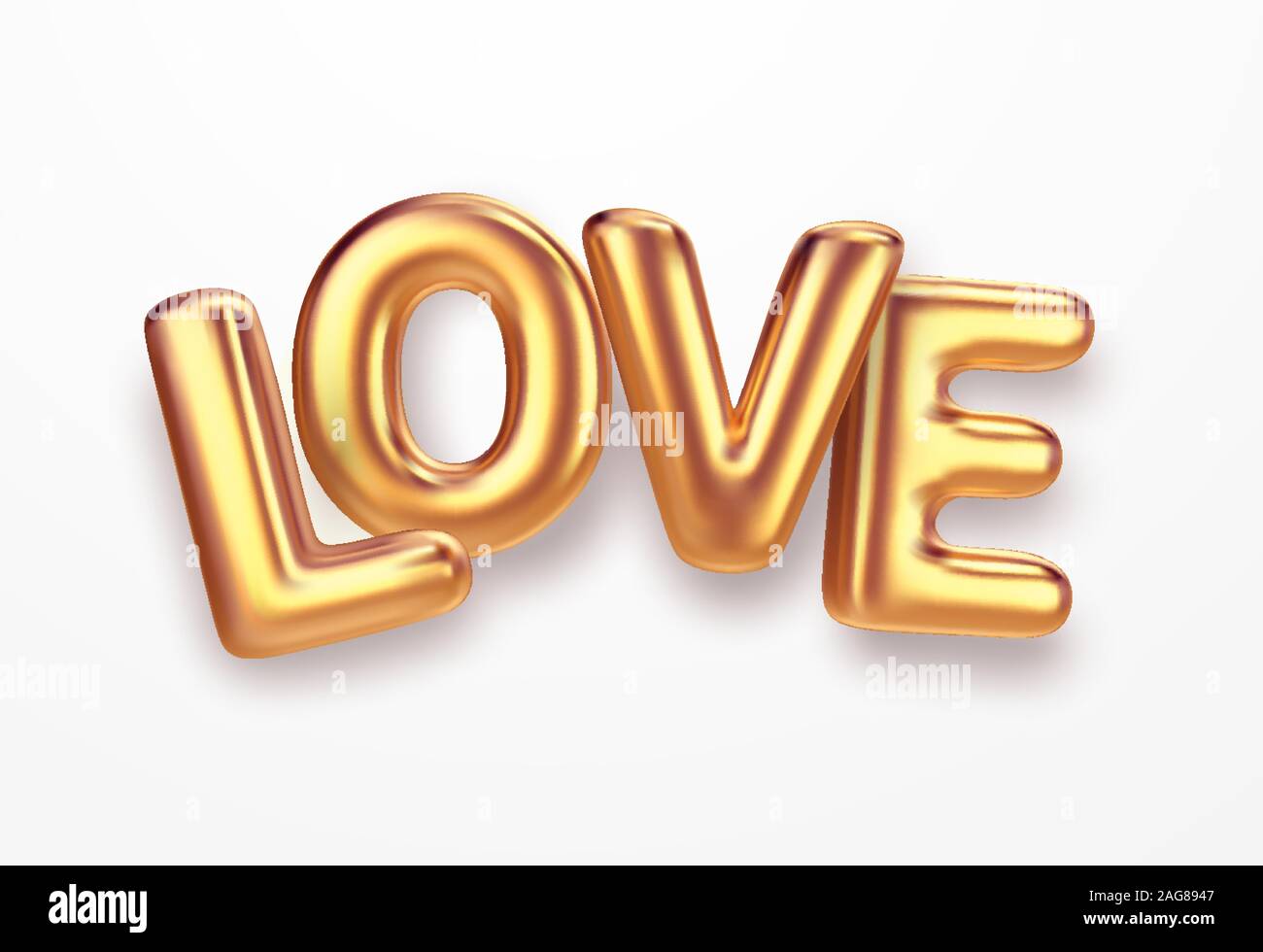 Realistic gold metallic lettering Love isolated on white background ...