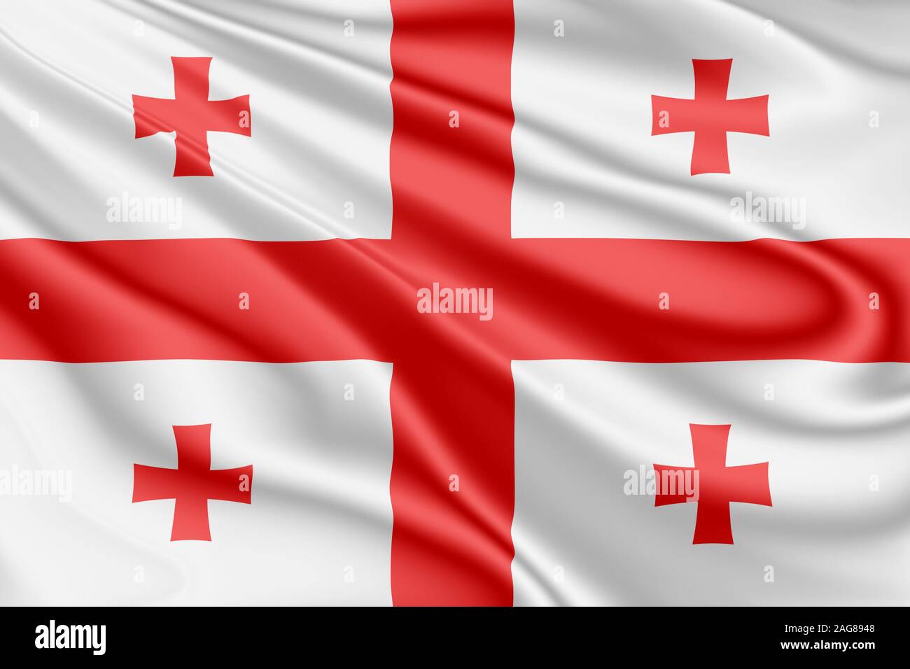 National flag of Georgia fluttering in the wind in 3D illustration ...