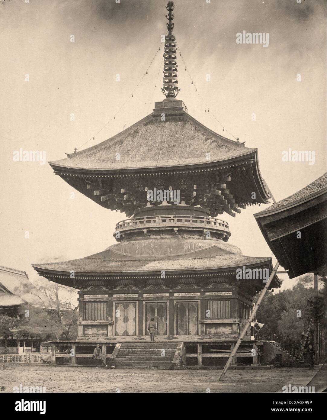 Felice Beato (1832 - 1909) - Single-storied Pagoda, Hachiman Shrine ...