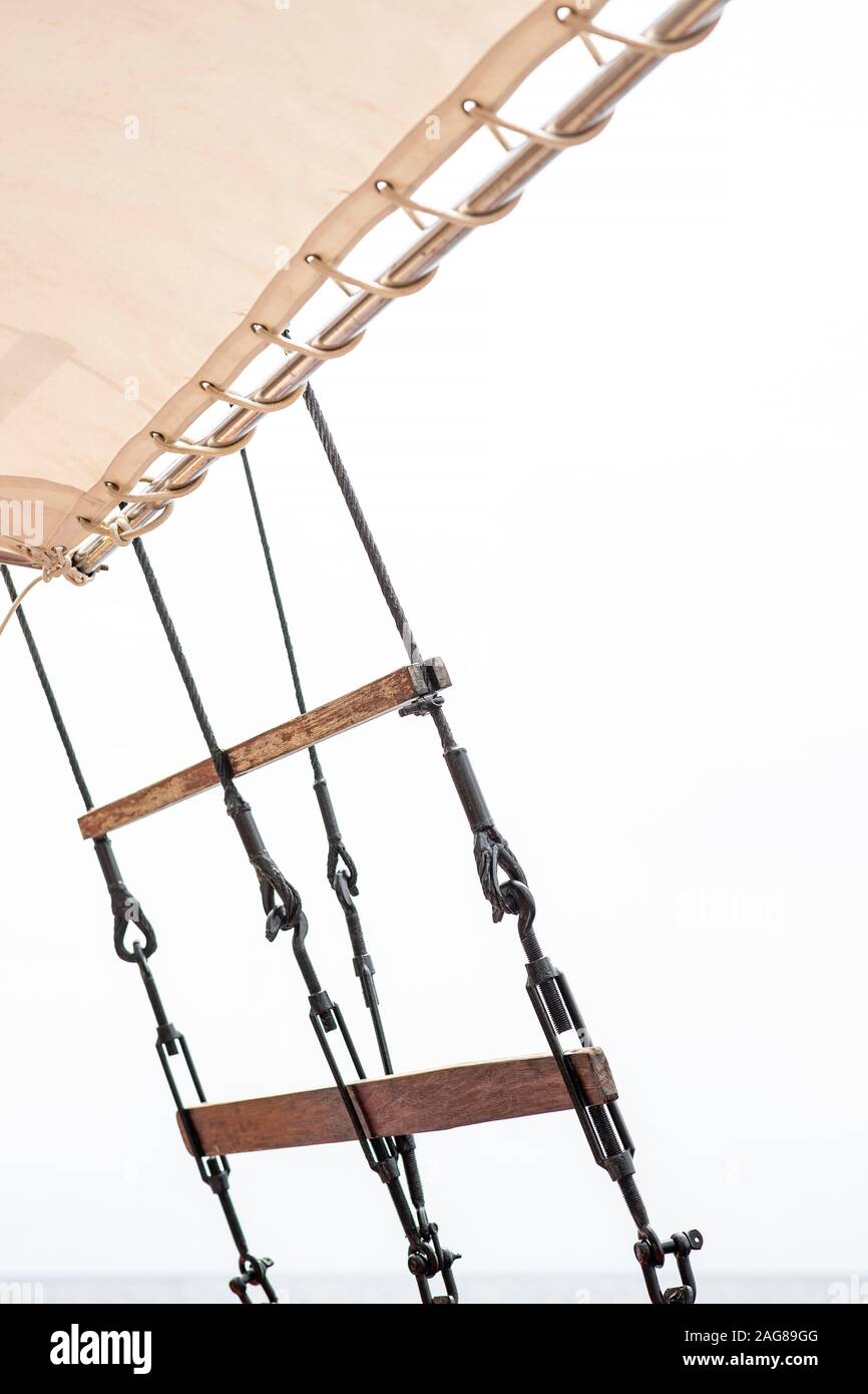 Sailing boat rigging cables, wire, wood Stock Photo - Alamy