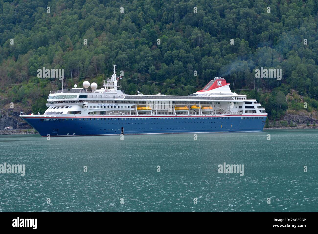 Fred Olsen Lines cruise ship Braemar is seen moored at Skjolden at the ...