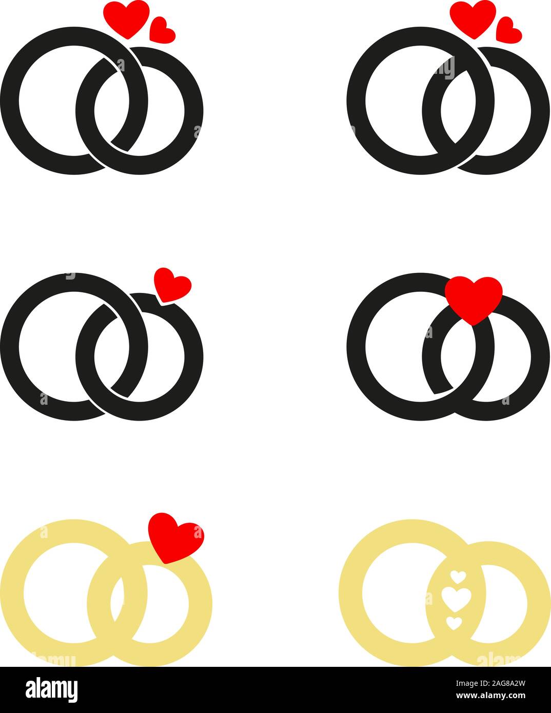 Wedding rings logo. Hearts vector icons set. Beauty logo collection ...