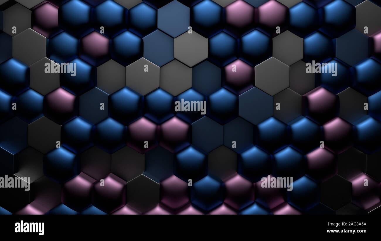Black metal background with hexagons. 3d rendering, 3d illustration ...