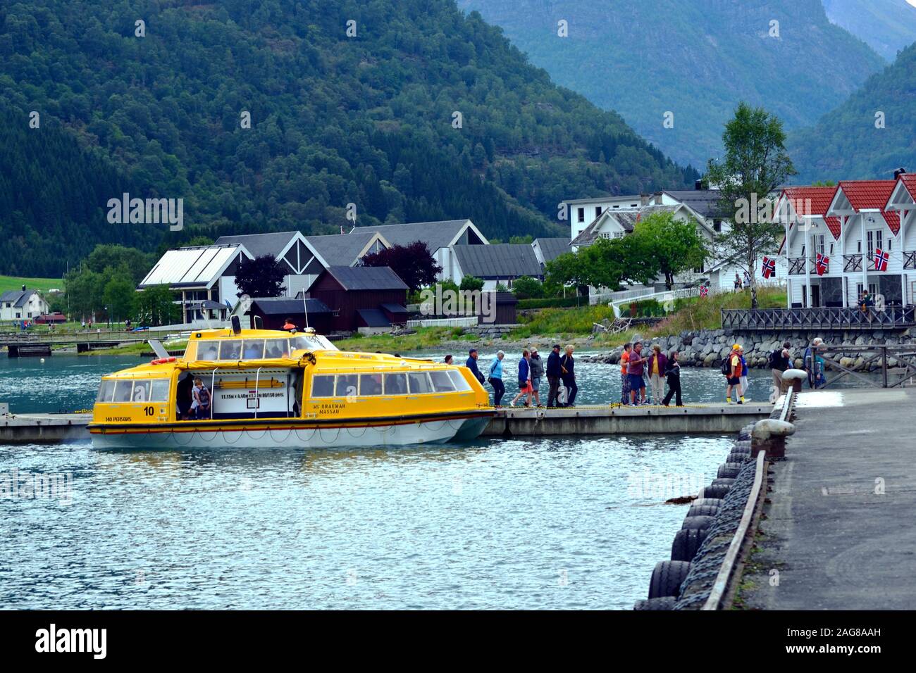 A tender from Fred Olsen Lines cruise ship Braemar delivers passengers ...
