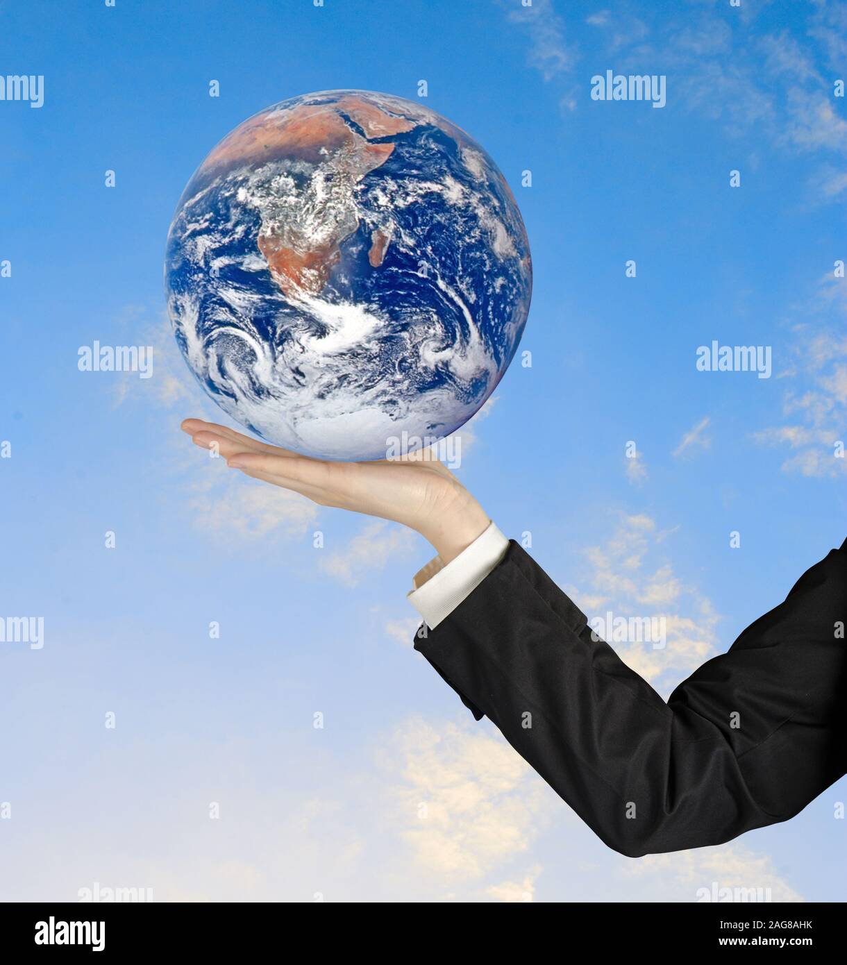 Planet earth on palm.Elements of this image furnished by NASA Stock ...