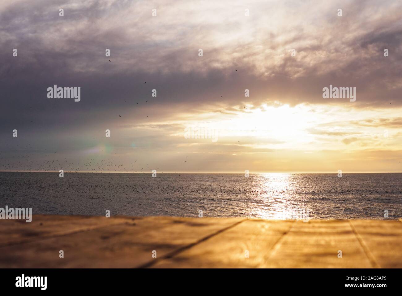 landscape evening sea and sky with clouds Stock Photo - Alamy