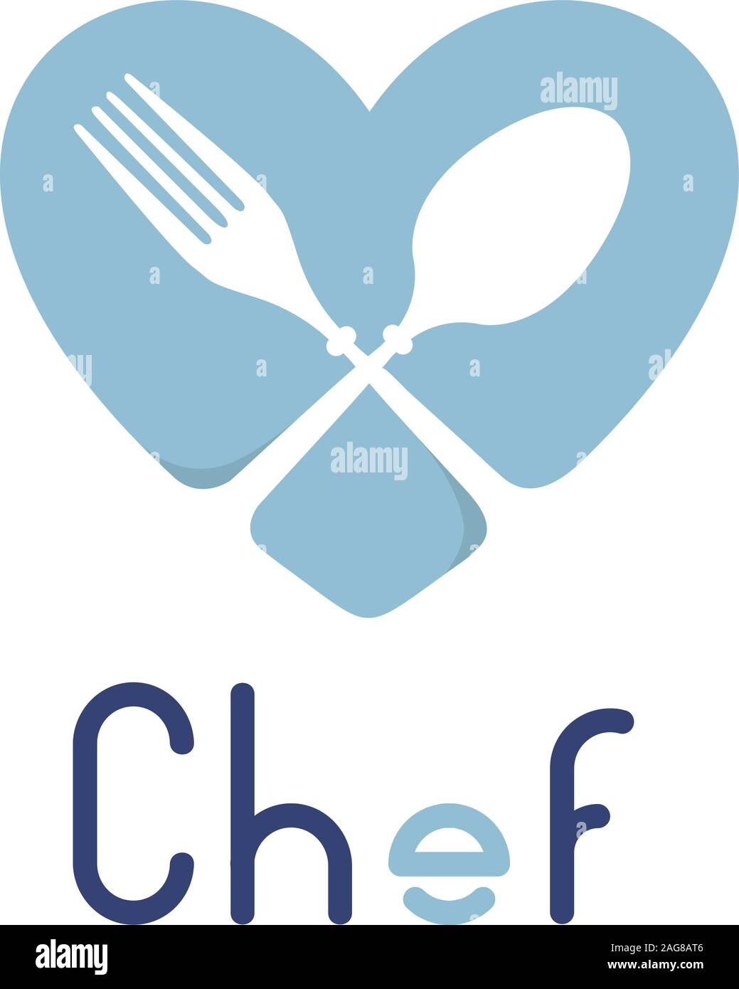 Isolated vector logo for catering business. Restaurant emblem. Blue and ...