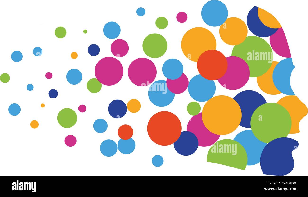 Isolated abstract colorful female face profile logo, educational center ...