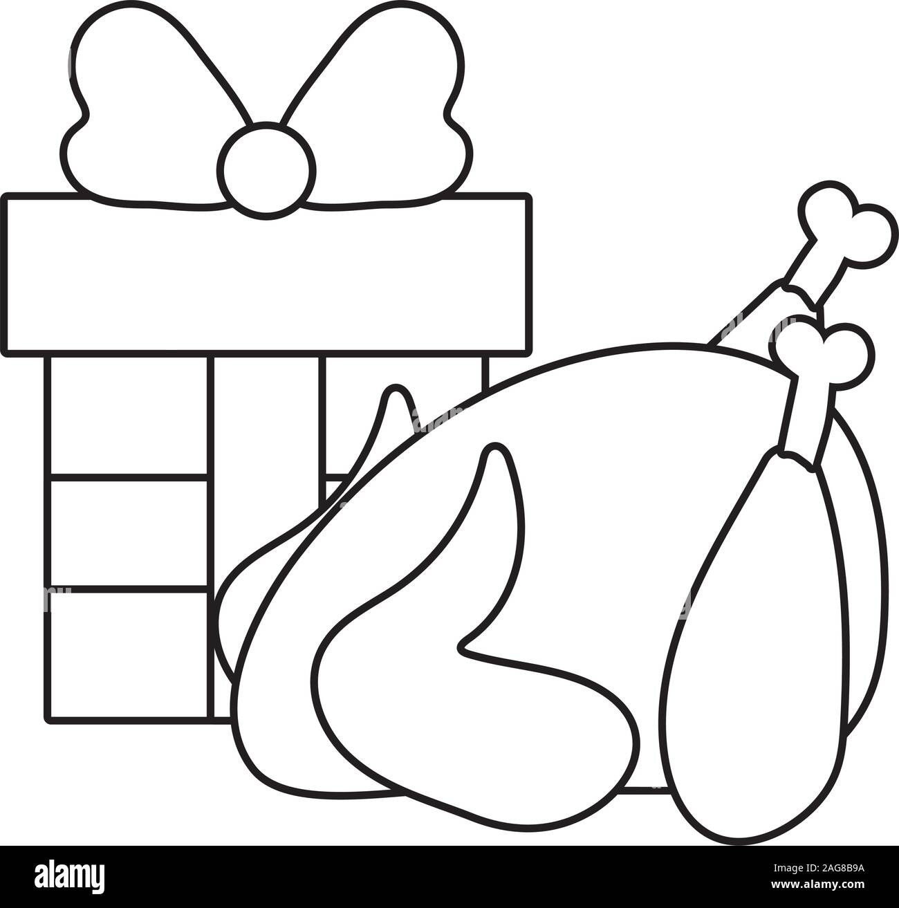 Chicken and gift of thanksgiving day design, Autumn season holiday ...