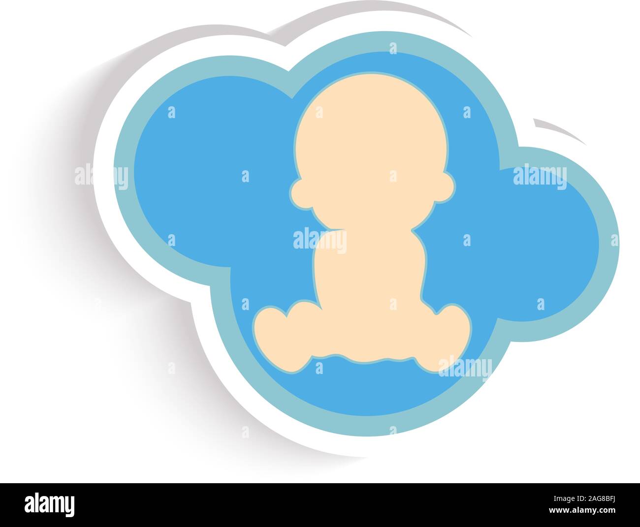 Newborn. Child planning. Birth of a baby. Pregnancy logo. Blue color ...