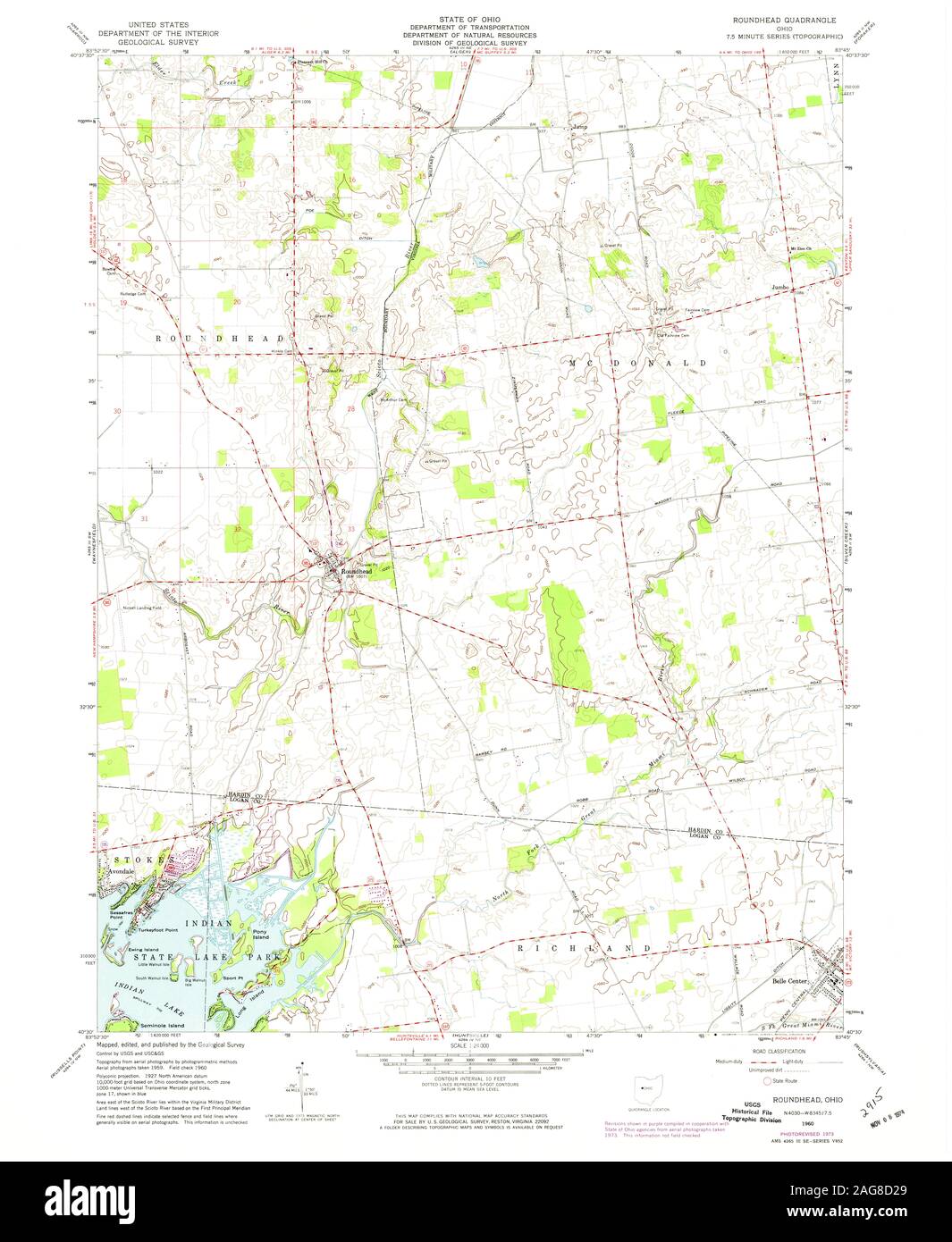 Map of roundhead ohio Cut Out Stock Images & Pictures - Alamy