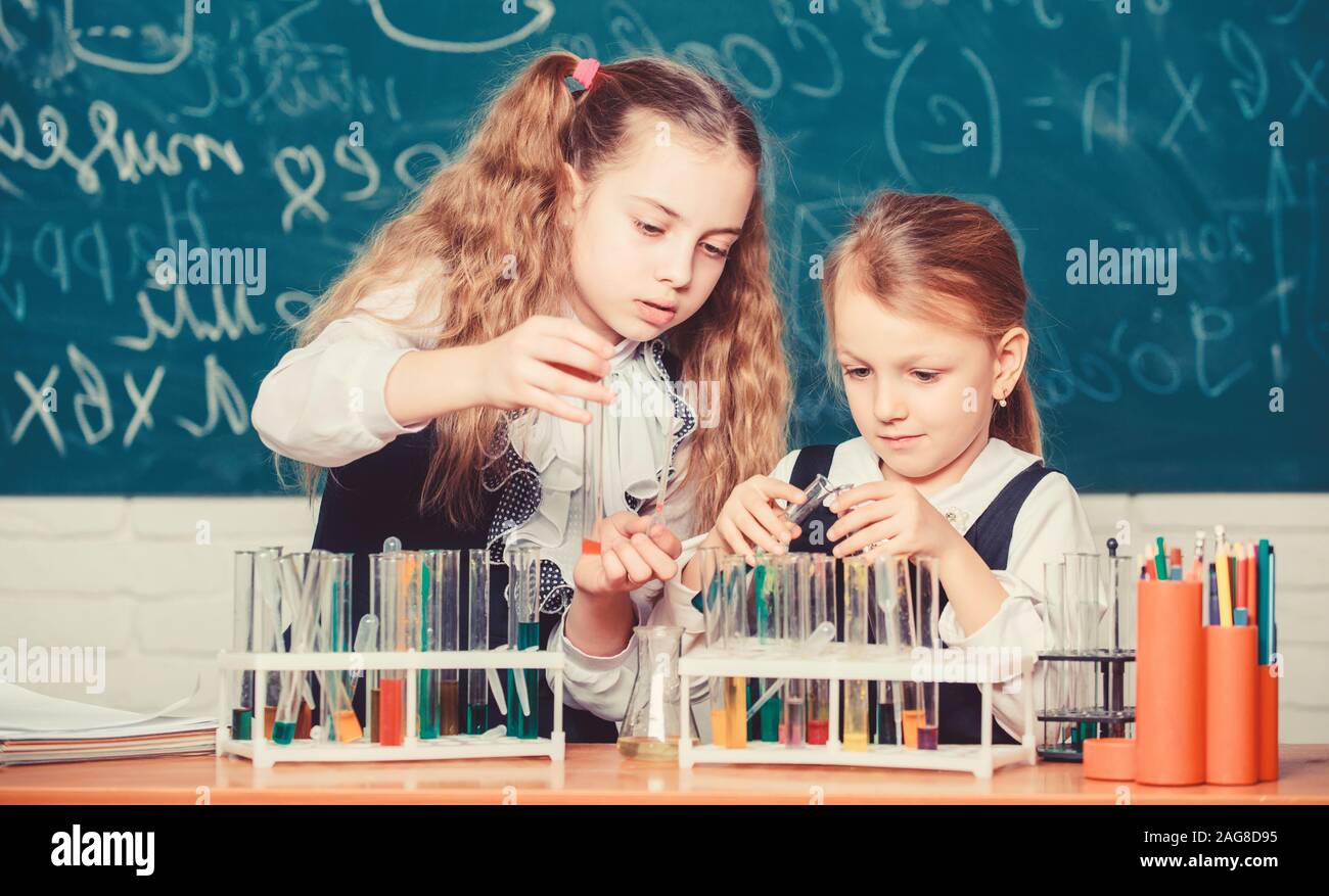 Chemical analysis and observing reaction. School equipment for ...