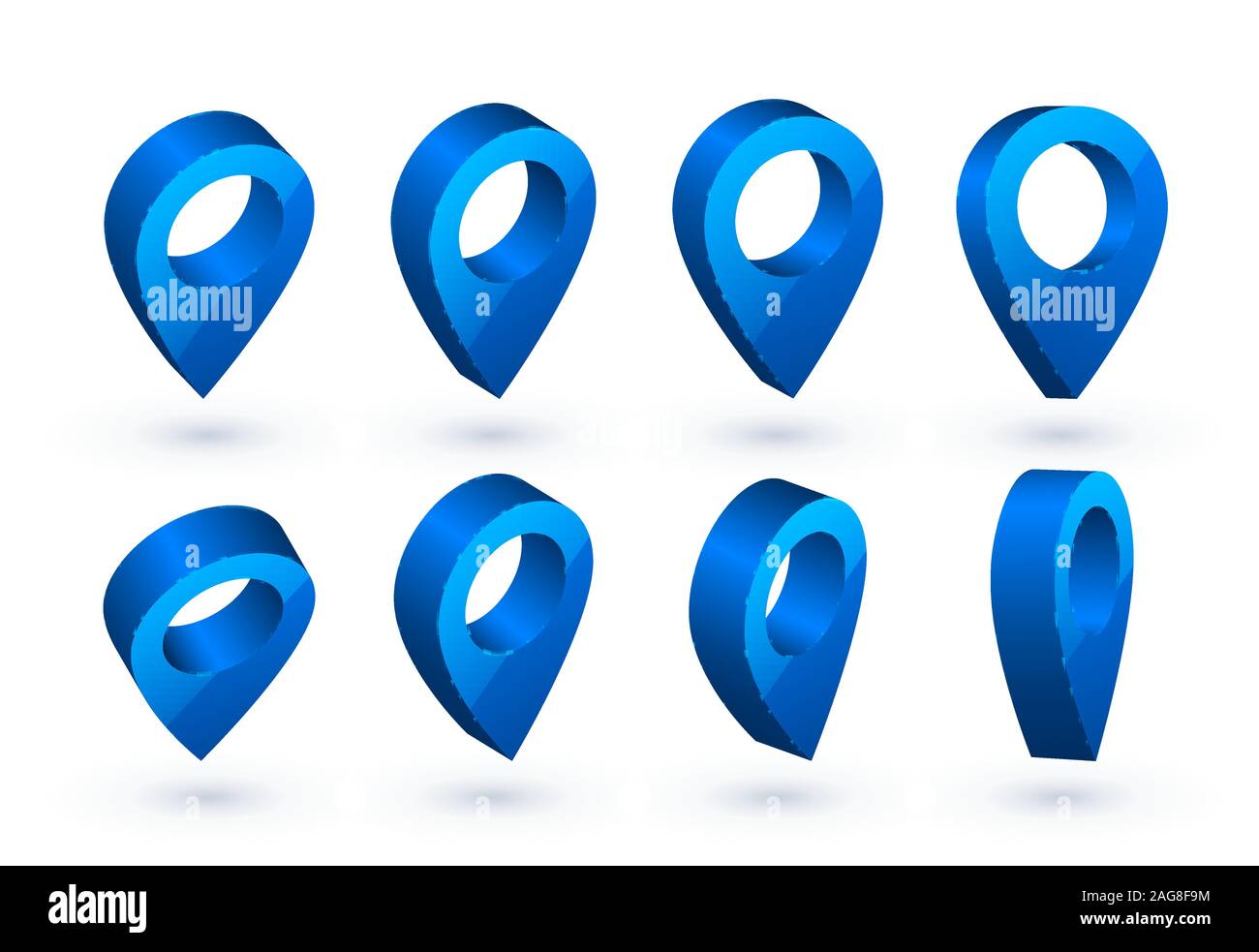 3d map pointer. Blue navigator symbol isolated on white background. Vector illustration Stock ...