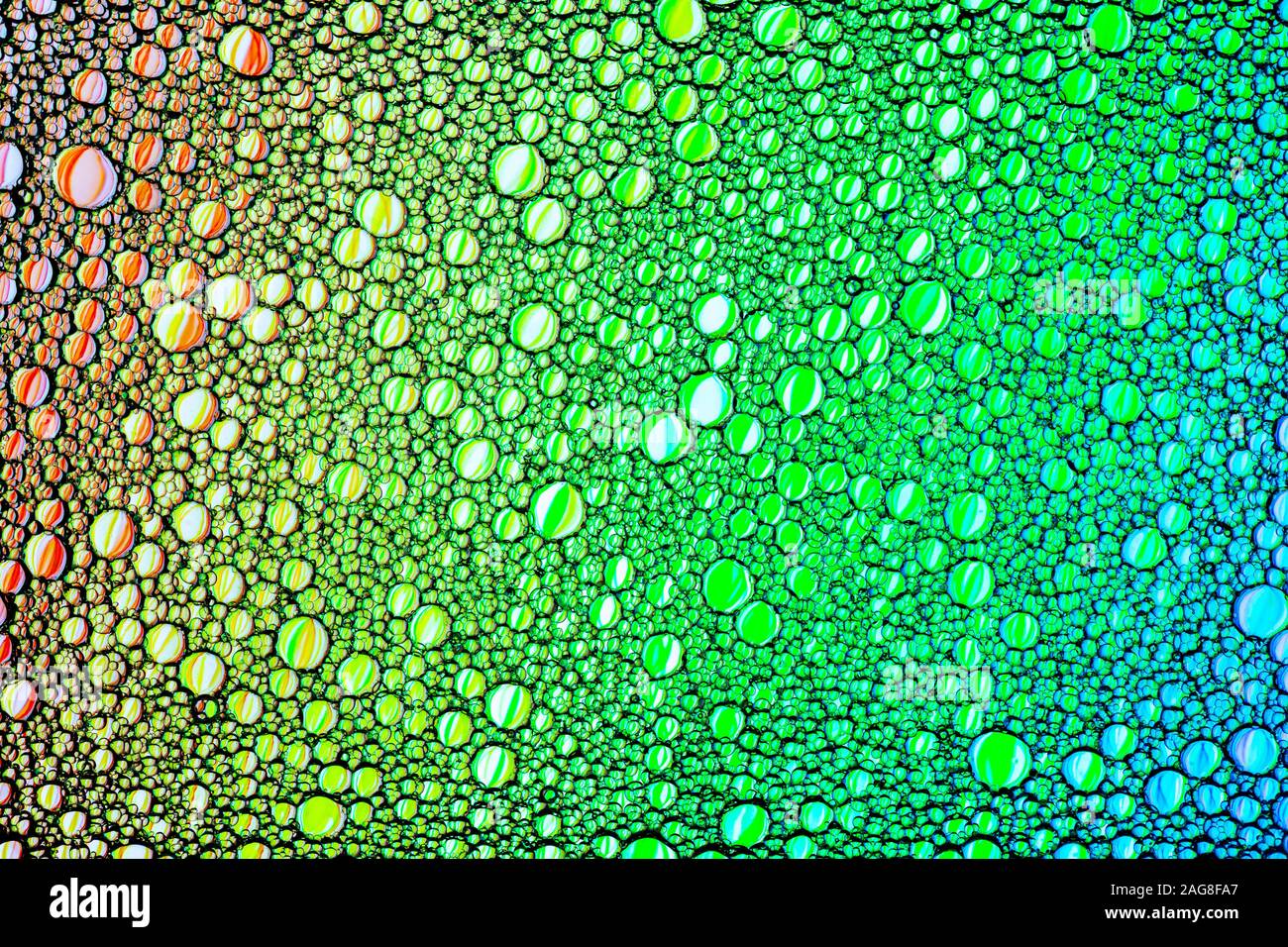 Colorful drops of oil on the water. Circles and ovals. Abstract bright ...