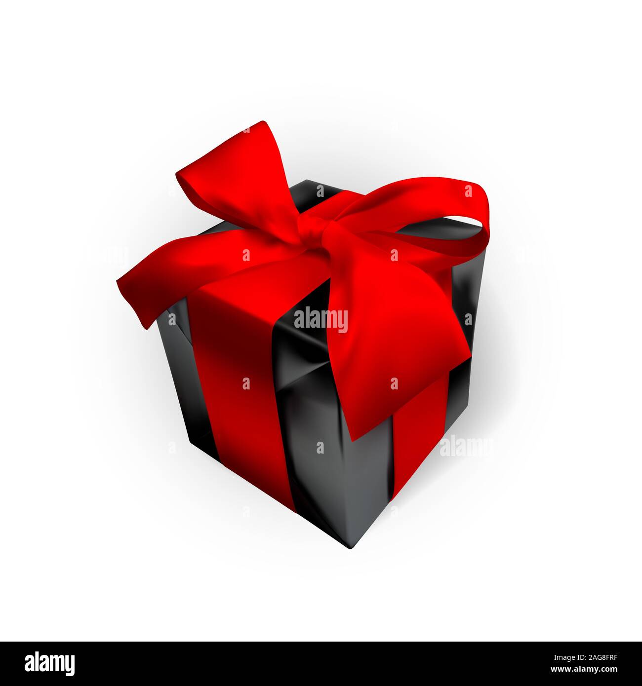 Realistic gift box with red bow isolated on gray background. Vector ...