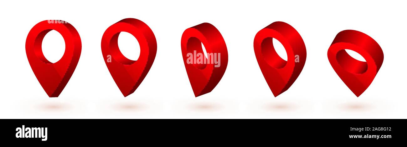 3d map pointer. Red navigator symbol isolated on white background. Vector illustration Stock ...