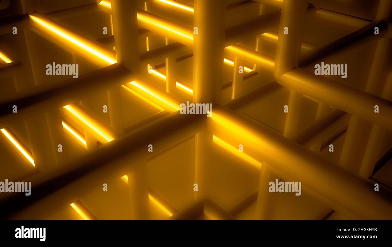 Golden abstract background with three-dimensional texture, 3d rendering ...