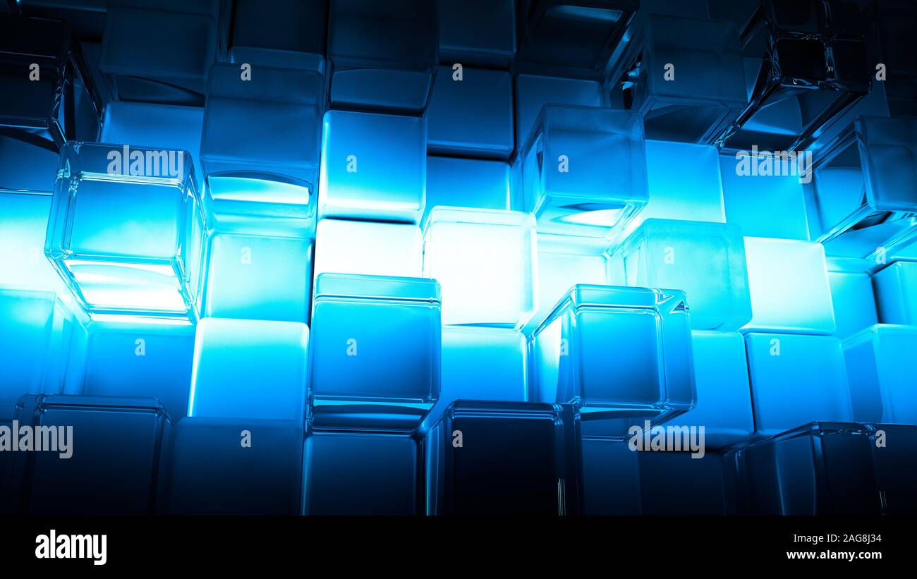 Azure glass background with cubes,3d rendering, 3d illustration Stock ...