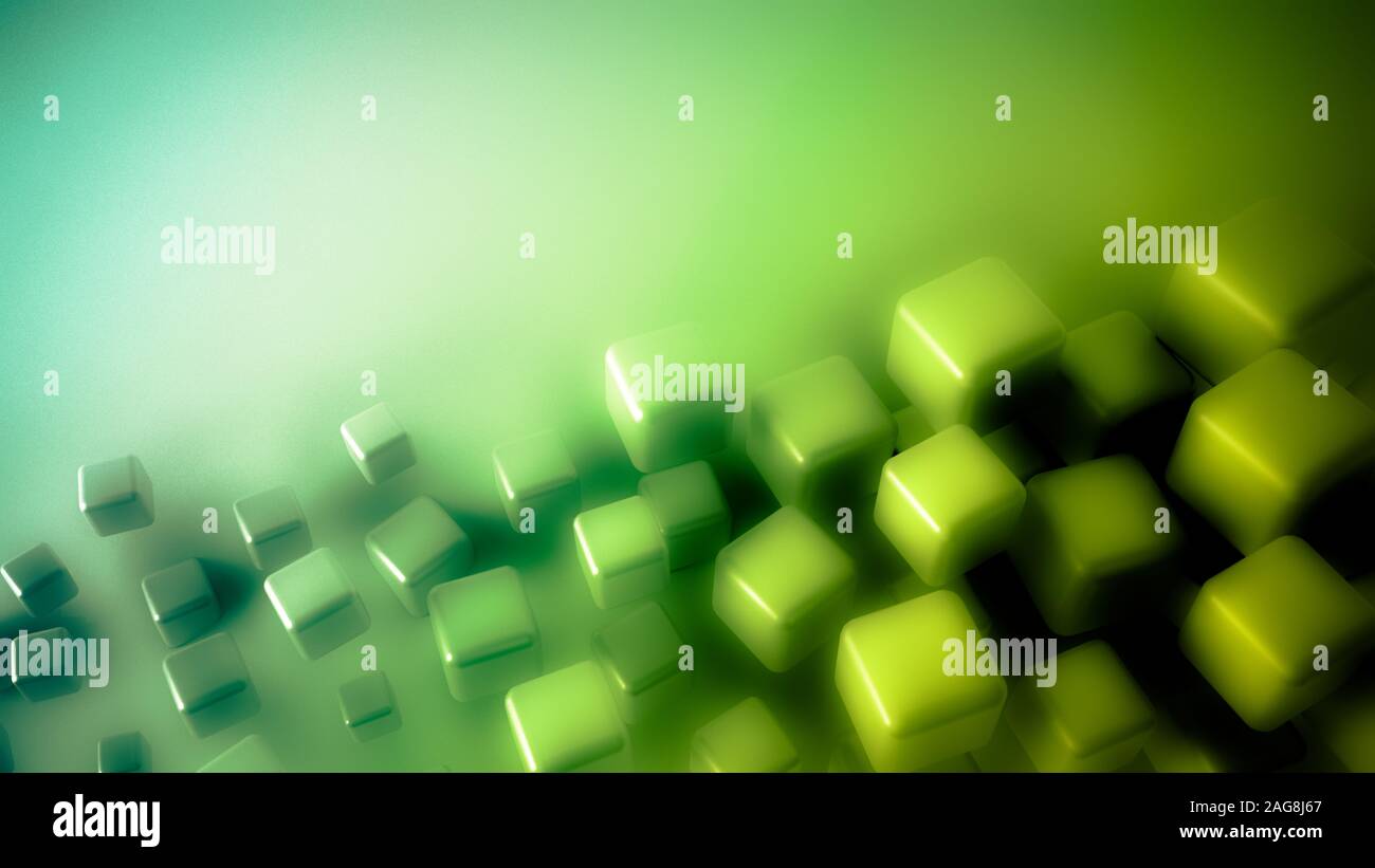 Green abstract background with cubes, 3d rendering, 3d illustration ...