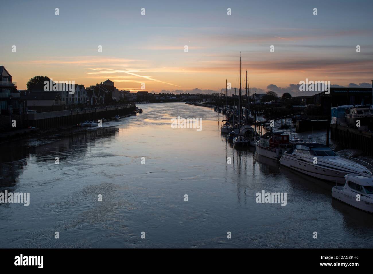 Morning Sunrise The River Arun Littlehampton with yachts and boats in ...