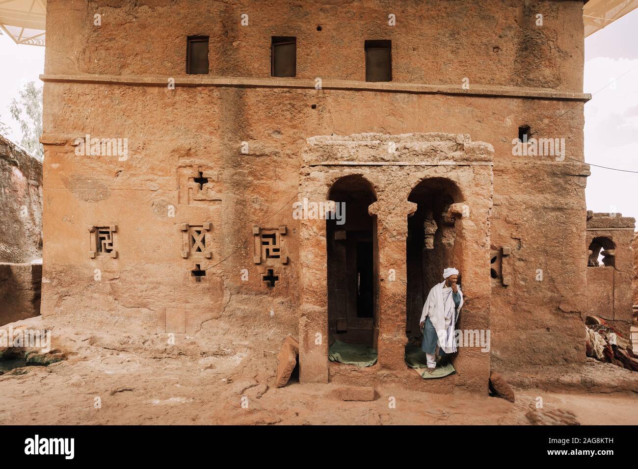 LALIBELA, ETHIOPIA, MAY 1st. 2019, Orthodox Christian Ethiopian monk ...
