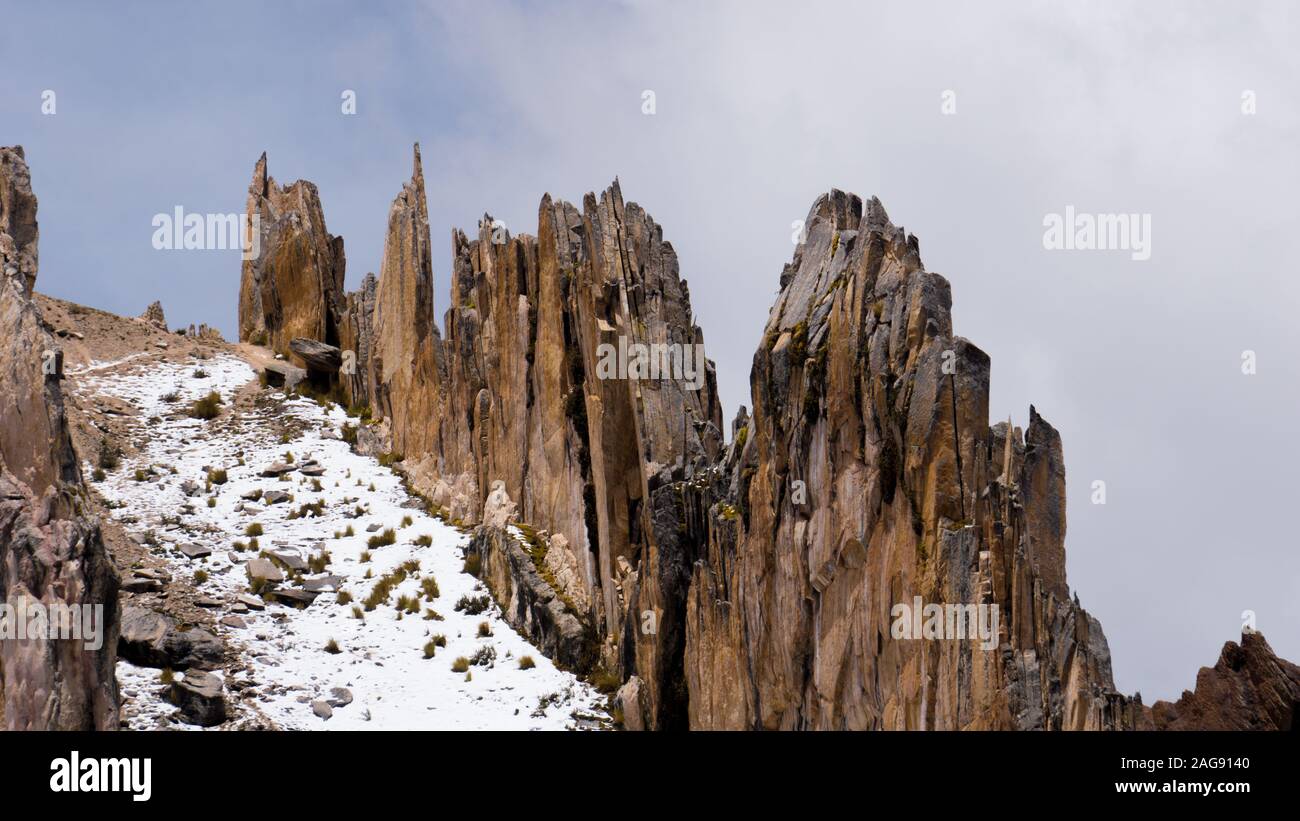 Stone Forest, pointed and steep rocks. in Cusco Peru Palccoyo Stock ...