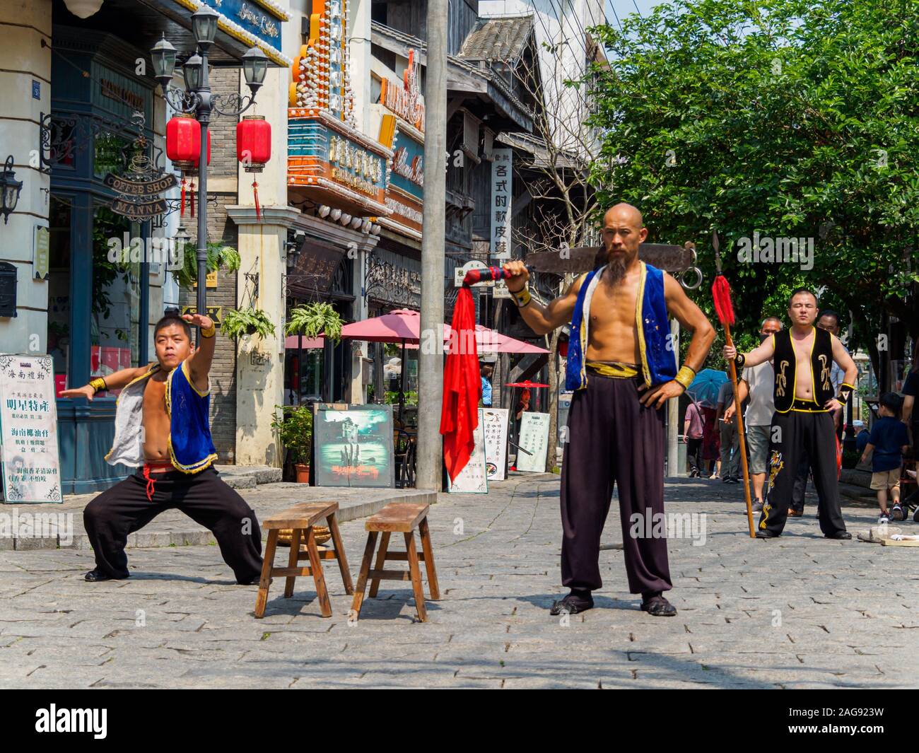 HAINAN, CHINA - 3 MAR 2019 – Asian Chinese male martial artists perform ...