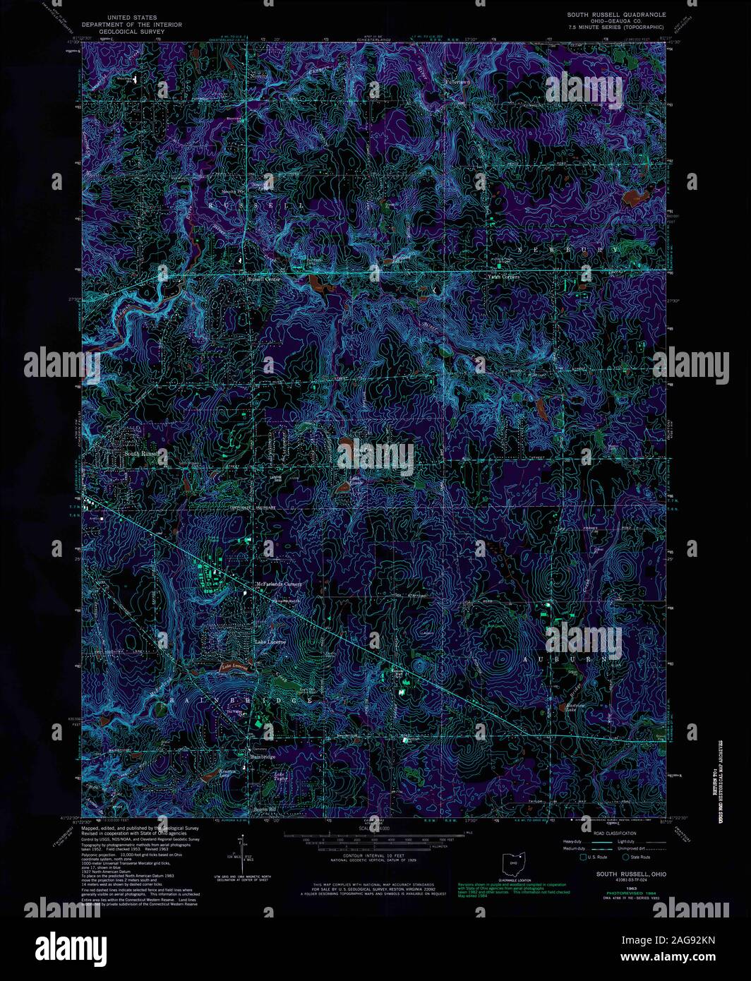 USGS TOPO Map Ohio OH South Russell 226987 1963 24000 Inverted ...