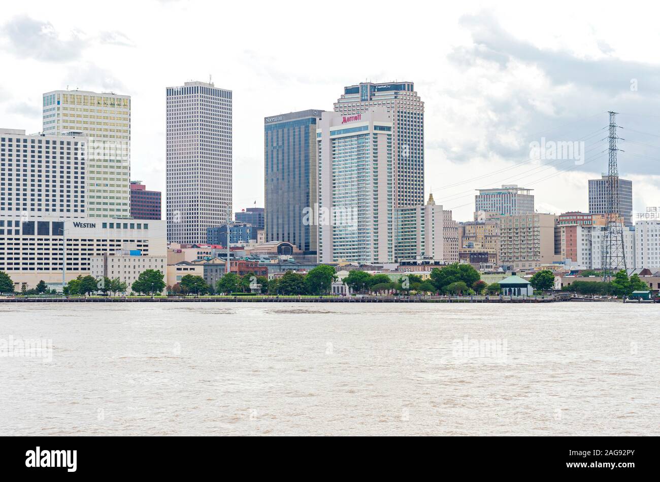 New Orleans, LA/USA – June 14, 2019: Skyline of commercial business ...