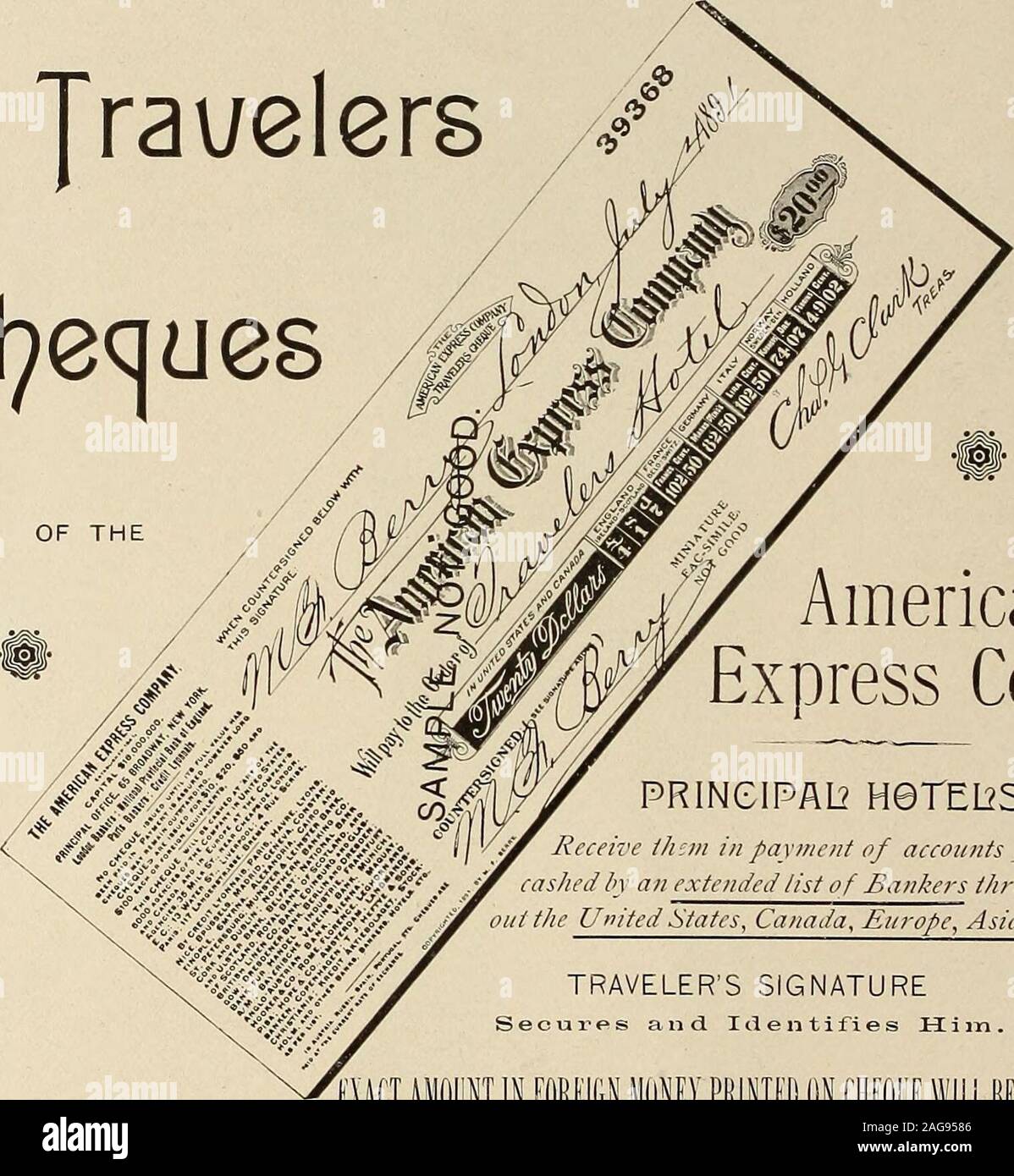 American express travelers cheque hi-res stock photography and images ...