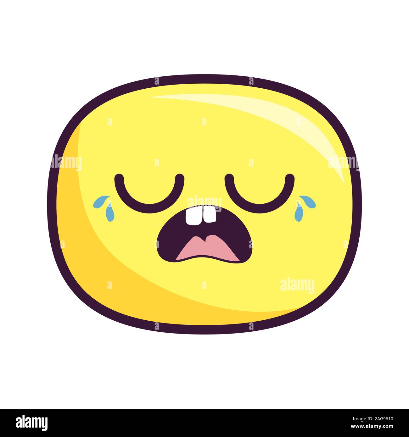 crying oval cartoon design, Kawaii expression cute character funny and ...