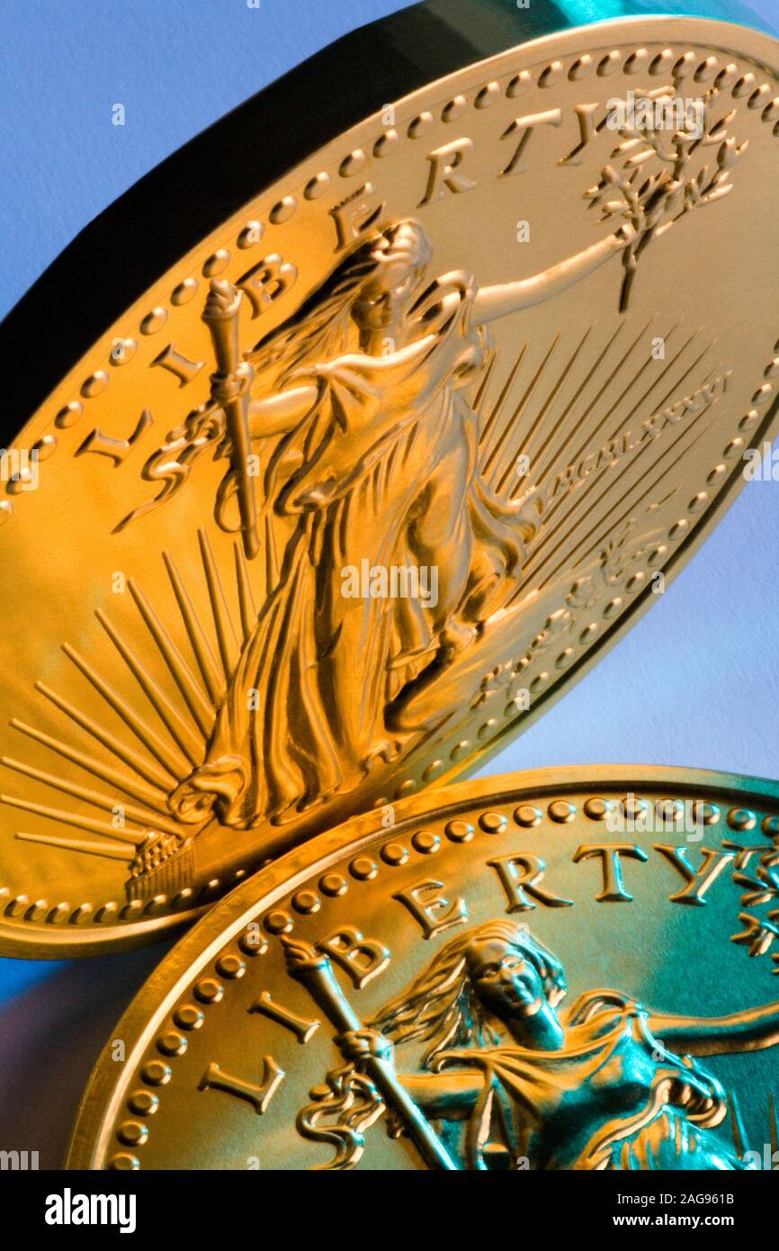 Symbol of Liberty on a gold coin of the United States of America Stock ...