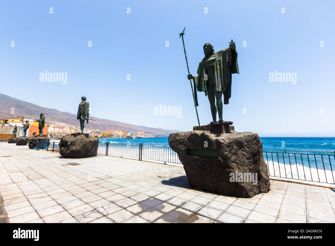 Square in front of Basilica of Candelaria, statues of Beneharo king ...